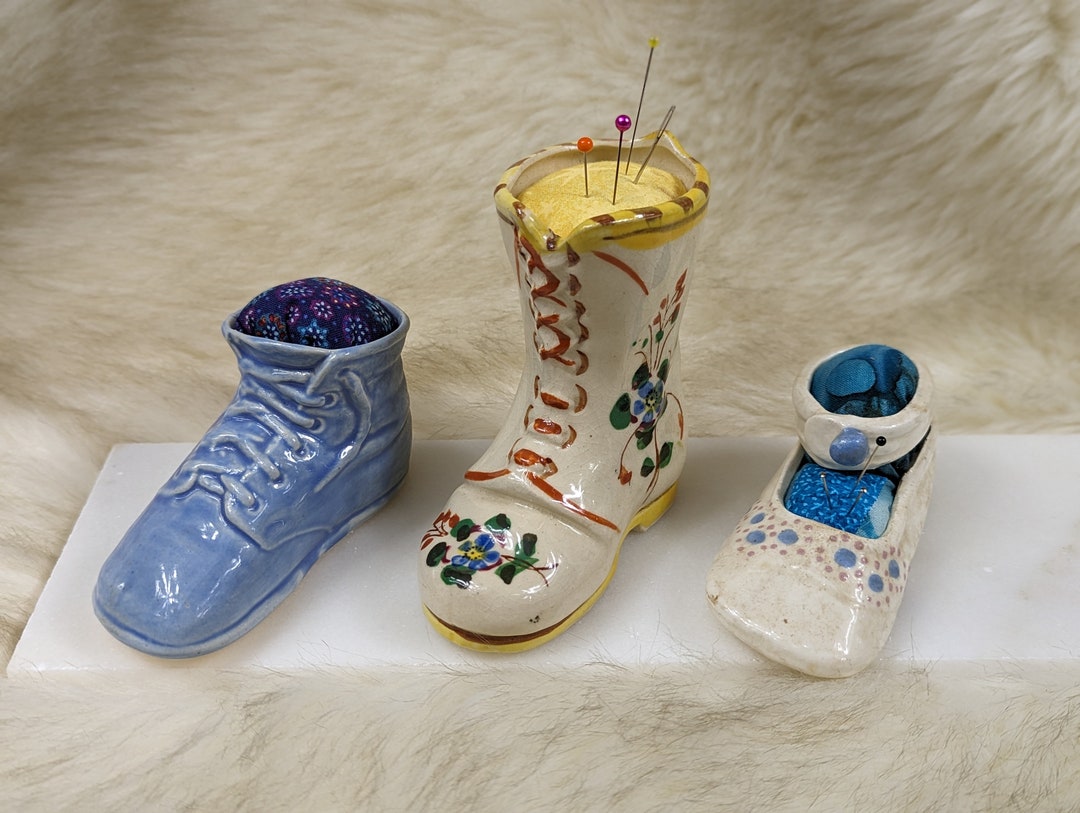Vintage Ceramic Shoe Pin Cushion: Repurposed Sewing Notion - Etsy