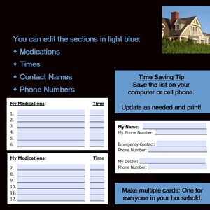 Editable Medical Wallet Card (printable and Fillable) - Etsy