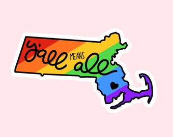 Y'all Means All Pride Gay Pride Flag Rainbow Sticker | Etsy