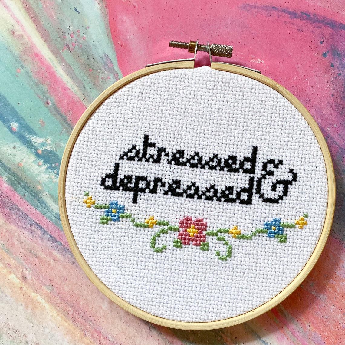 Stressed & Depressed Cross Stitch Pattern Mental Health | Etsy