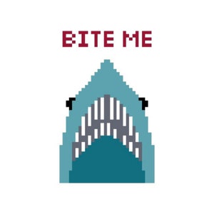 Bite Me Shark Cross Stitch Pattern Funny Instant Download - Etsy