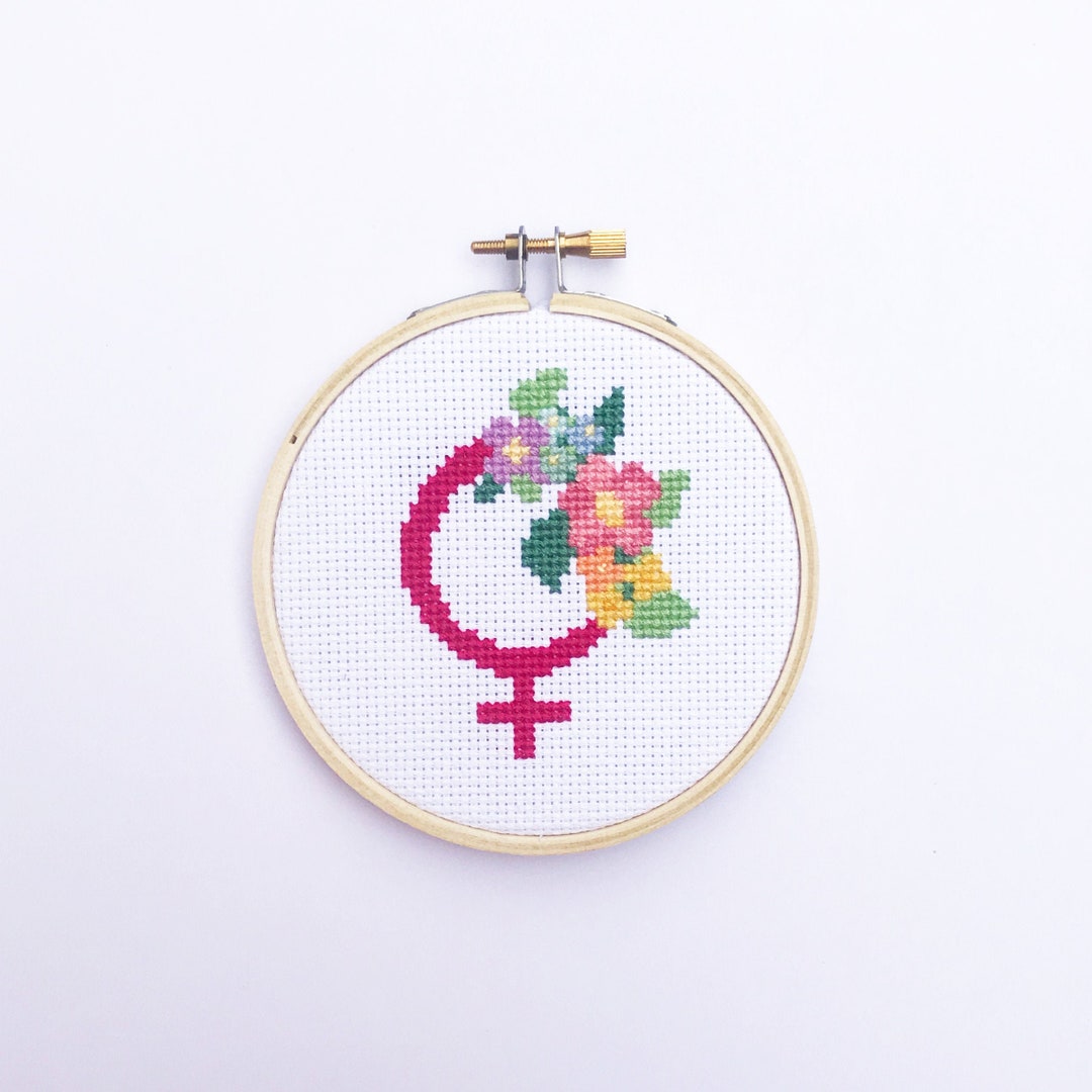 Female Symbol Flowers Girl Power Feminist Cute Cross Stitch Pattern ...
