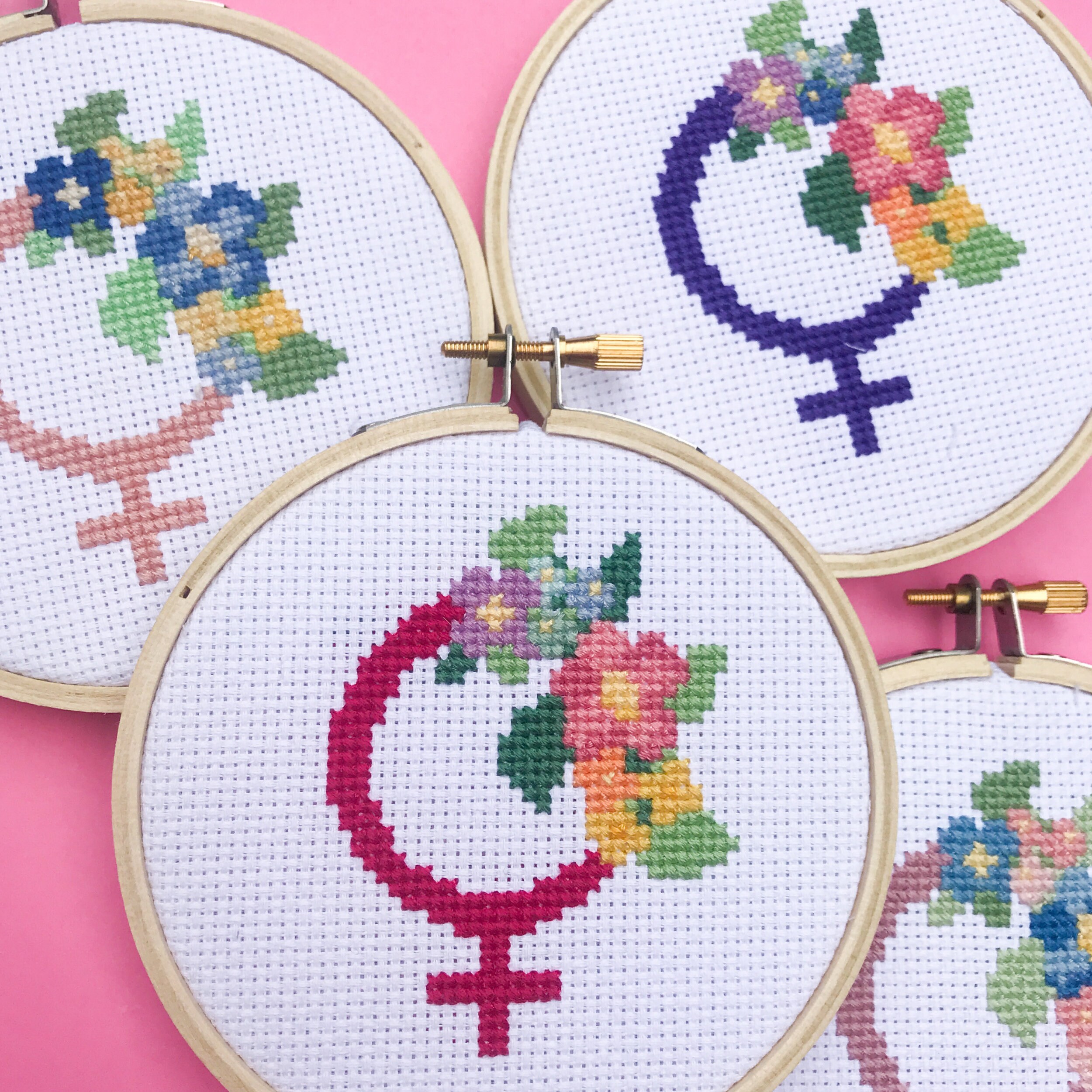 Female Symbol Flowers Girl Power Feminist Cute Cross Stitch - Etsy