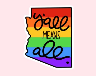 Y'all Means All Pride Gay Pride Flag Rainbow Sticker - Etsy