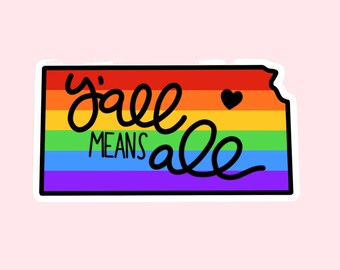 Y'all Means All Pride Gay Pride Flag Rainbow Sticker - Etsy