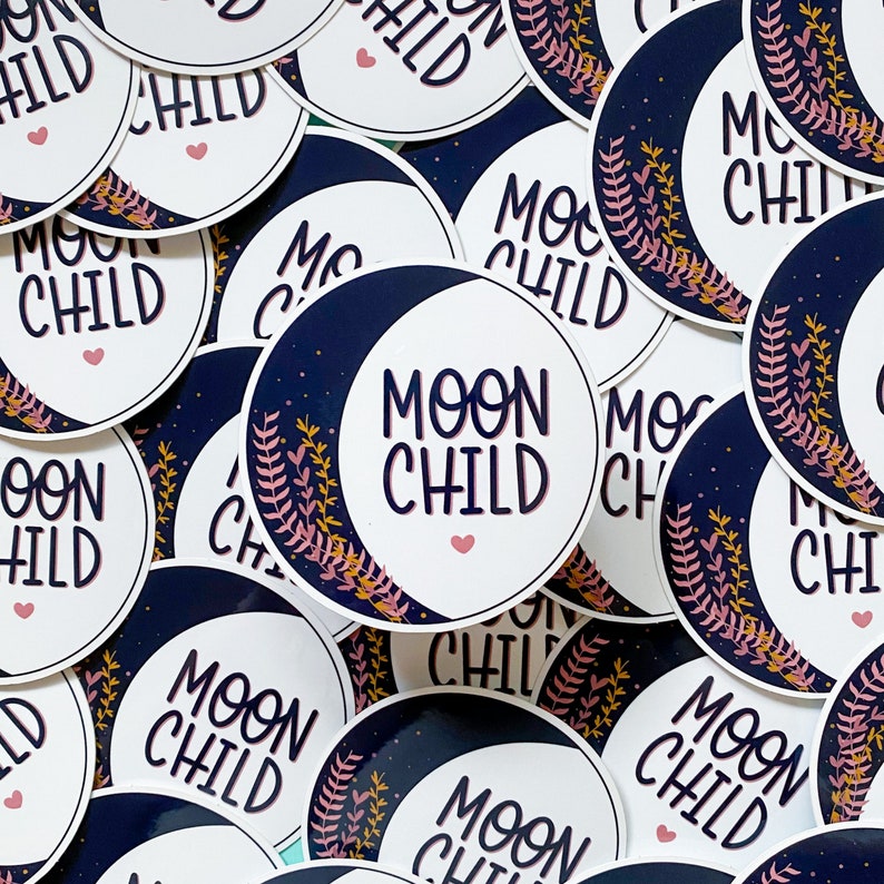 Moon Child Floral Witch Space Sticker // Laptop Sticker Vinyl | Etsy