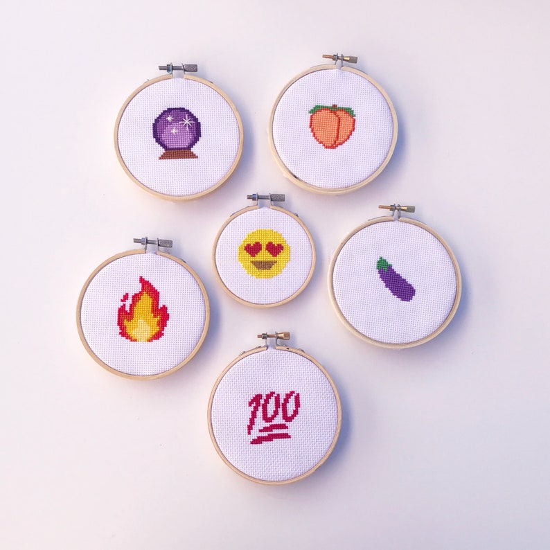 All 6 Emoji Patterns Heart Eyes 100 Peach Eggplant Flame Fire - Etsy