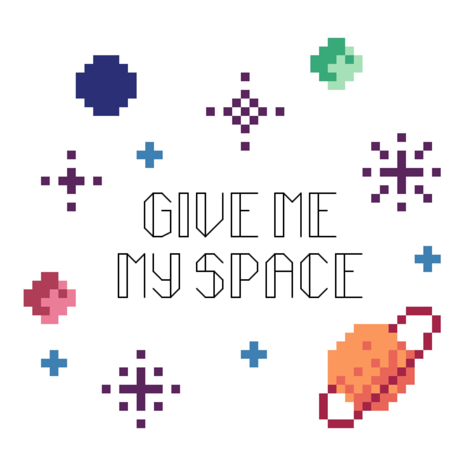 Give Me My Space Outer Space Introvert Planets Cute Cross - Etsy
