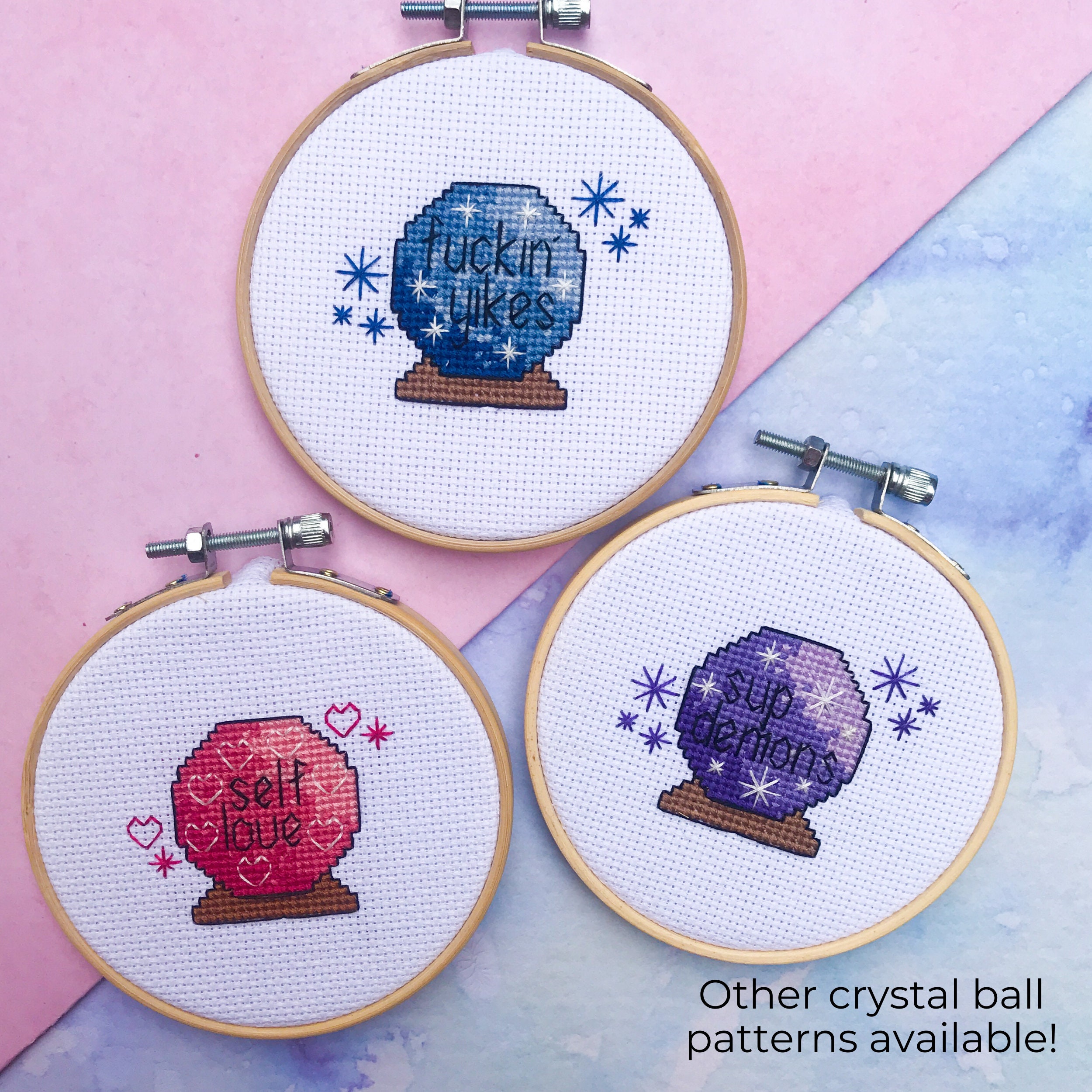 Self Love Crystal Ball Witch Heart Emoji Funny Cute Cross | Etsy