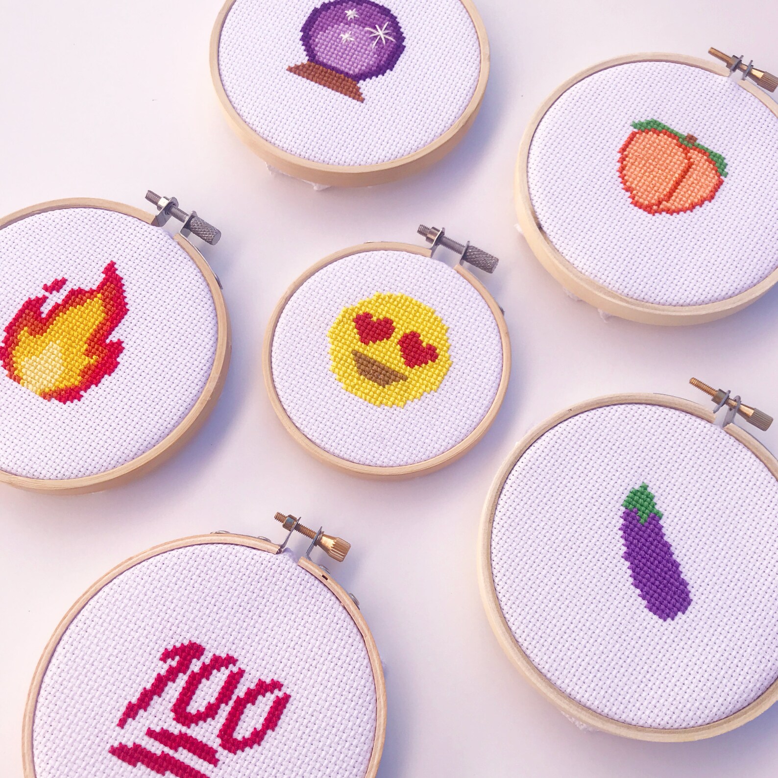 All 6 Emoji Patterns Heart Eyes 100 Peach Eggplant Flame Fire - Etsy