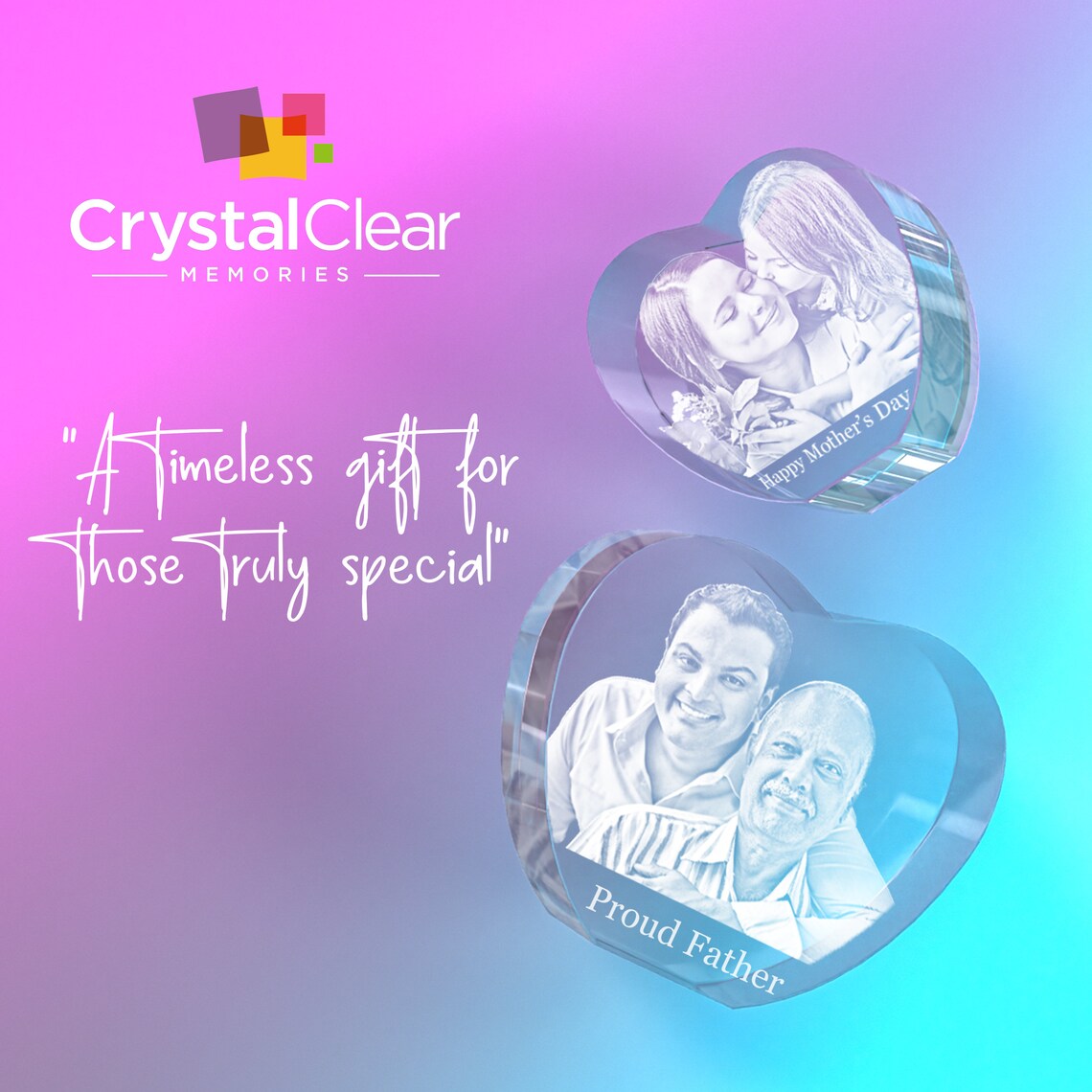 3D Heart Crystal Laser Engraved With Your Custom Photo by - Etsy