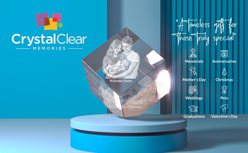 3D Cube Crystal Laser Engraved With Your Custom Photo by - Etsy