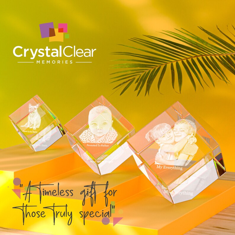 3D Cube Crystal Laser Engraved With Your Custom Photo by - Etsy