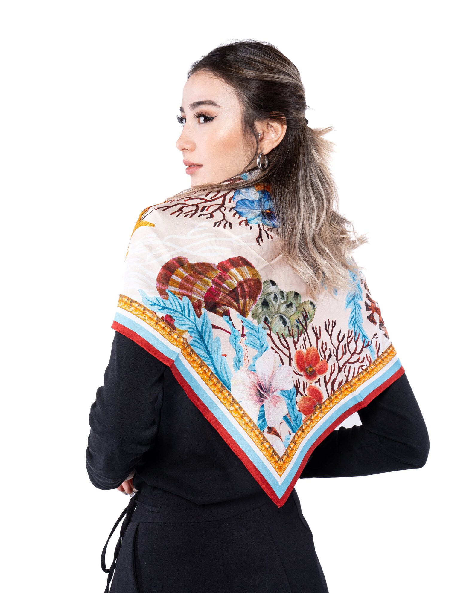 Mulberry Silk Scarf: Sea World Print, Hand-rolled Edges, 90x90cm - Etsy