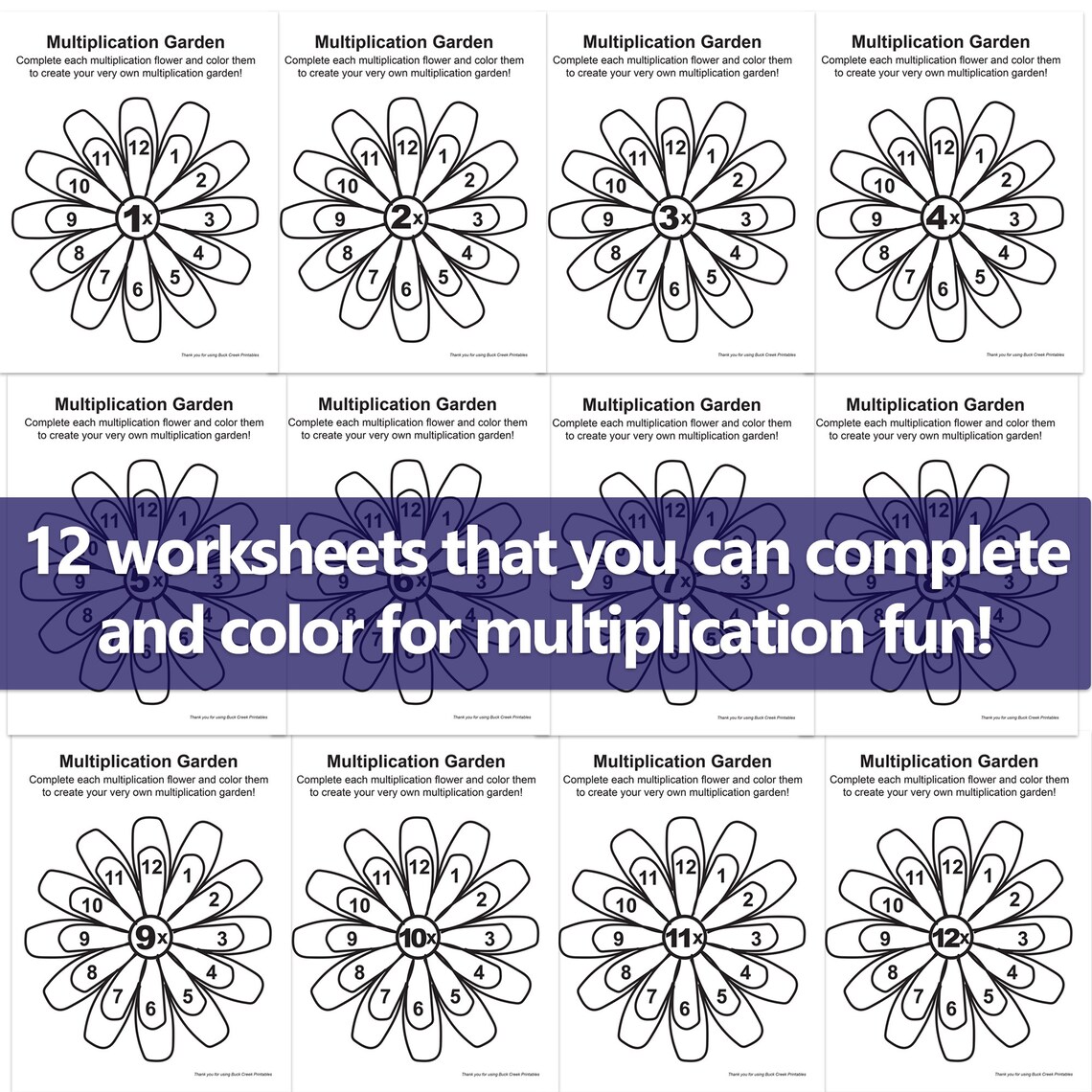 Multiplication Garden - Printable Multiplication Facts - Etsy
