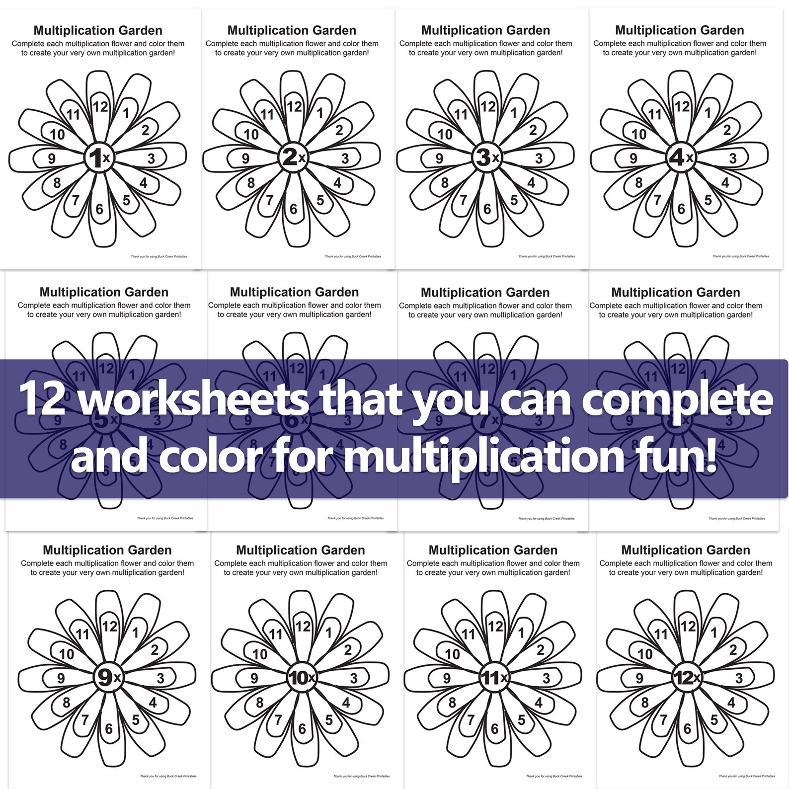 Multiplication Garden - Printable Multiplication Facts - Etsy
