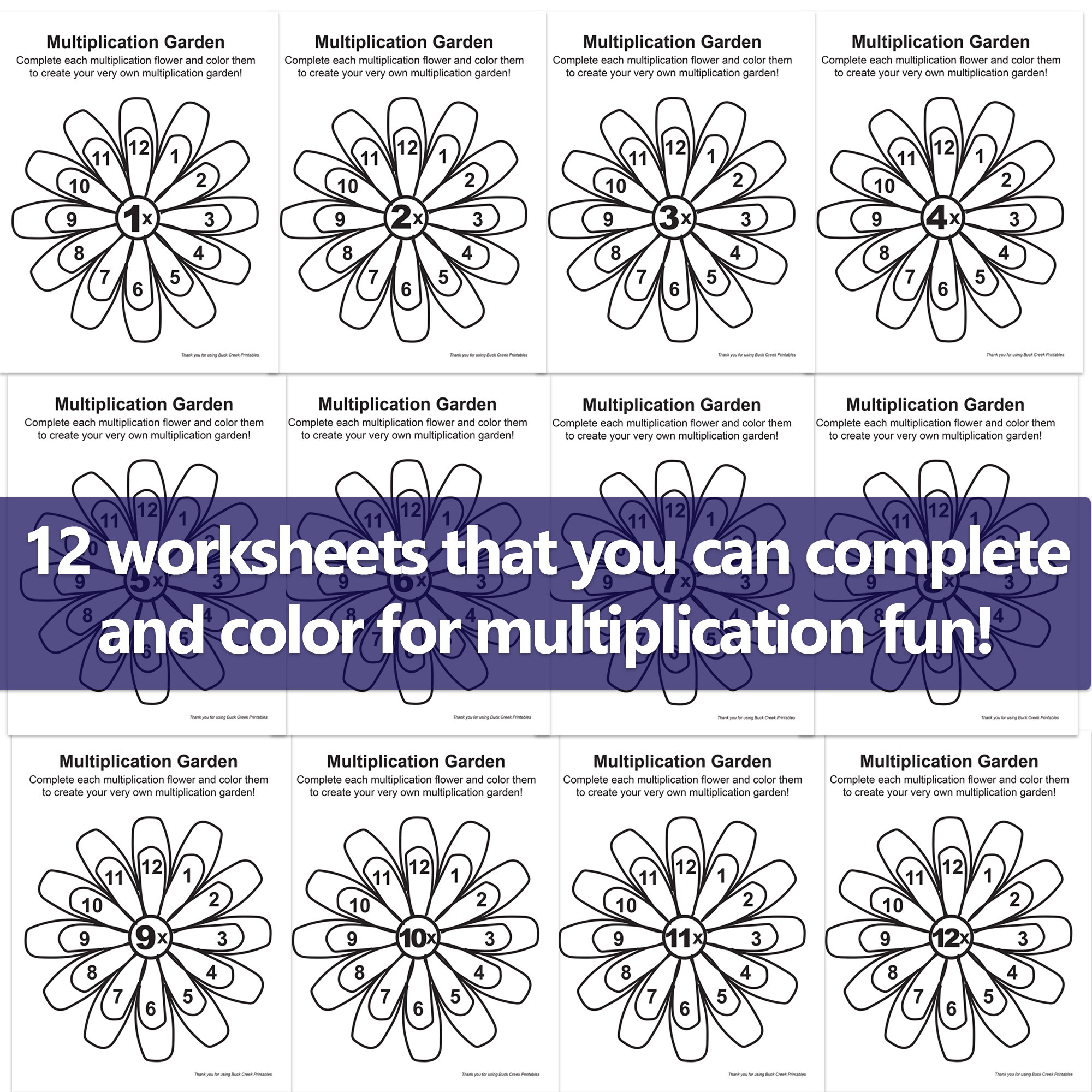 Multiplication Garden - Printable Multiplication Facts - Etsy