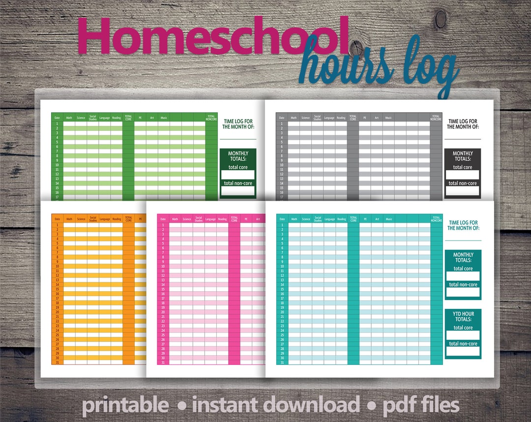 Homeschool Hours Log Printable Log Sheet - Etsy