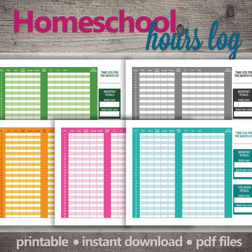 Homeschool Hour Log Printable - Etsy