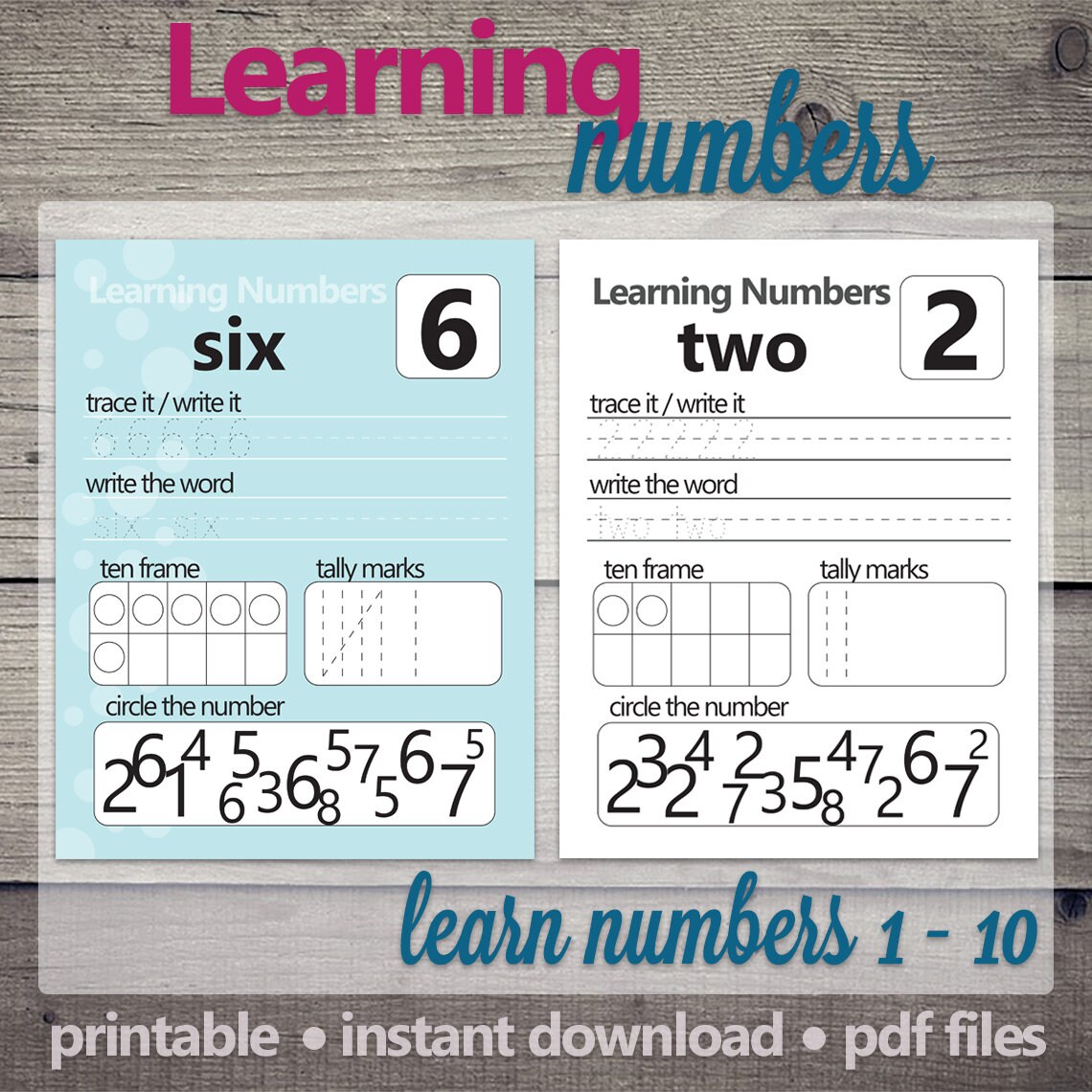 Learning Numbers 1-10 : Printable Worksheets - Etsy