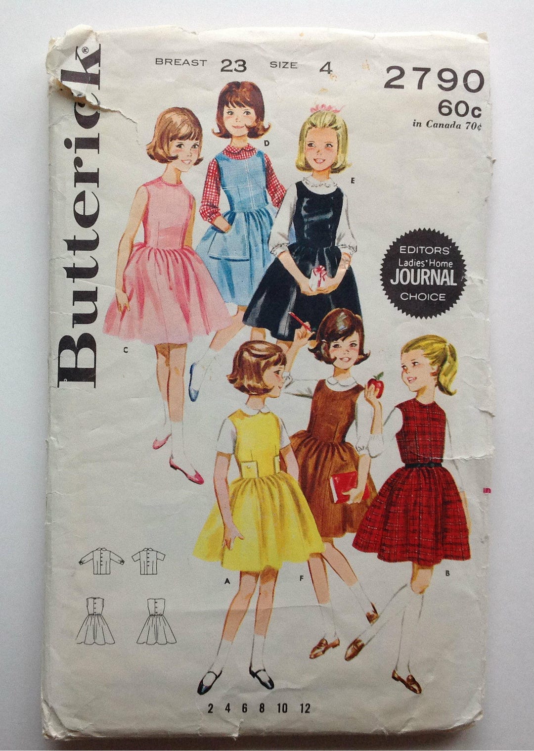 Butterick 2790 Sewing Pattern Vintage Girls Jumper and - Etsy UK