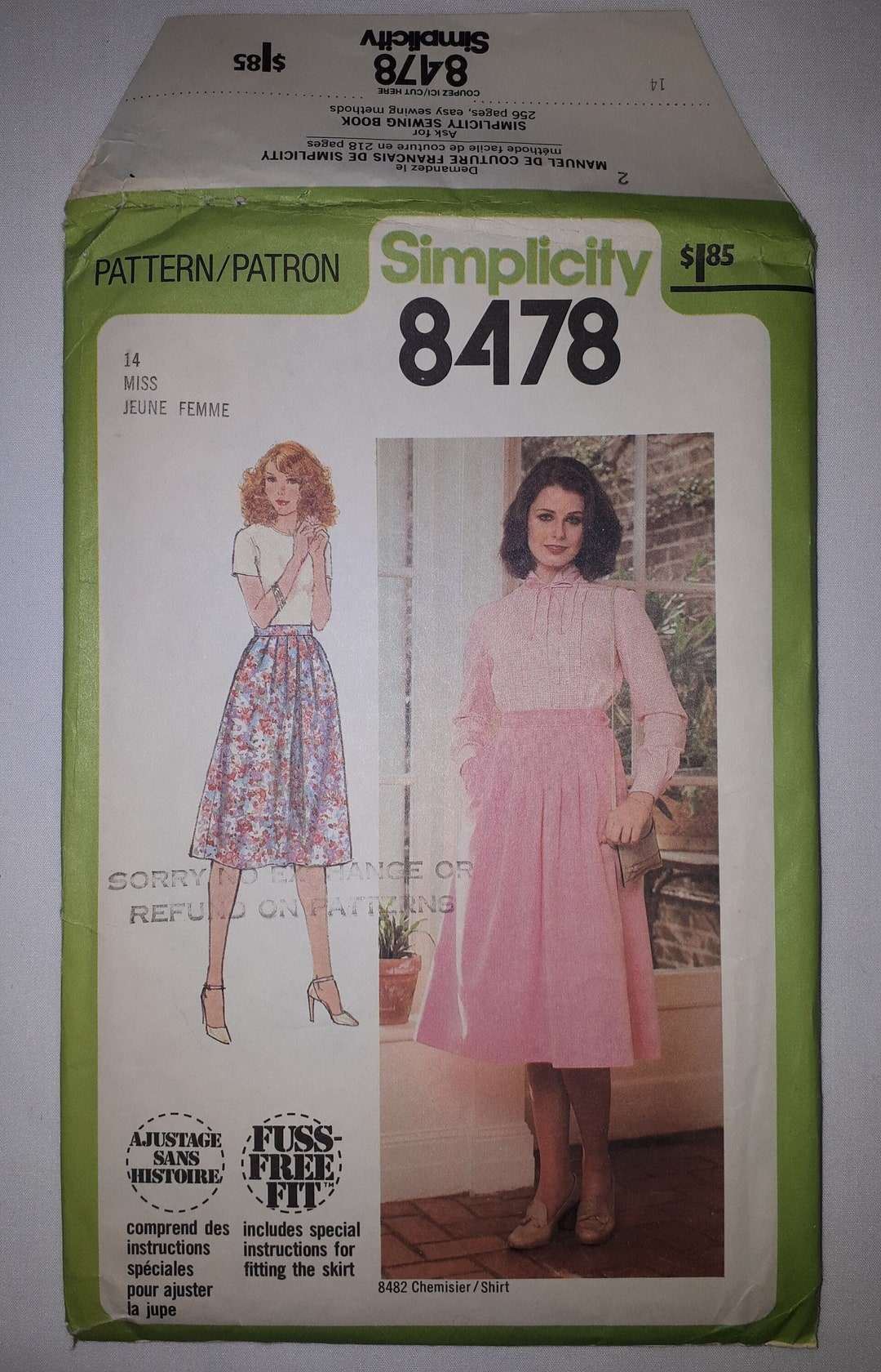 Simplicity 8478 Ladies Skirt Size 14 Vintage 1978 Sewing Pattern - Etsy