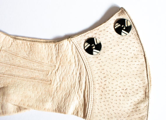 Vintage Cream Calf Leather Art Deco Ladies Gloves, VI… - Gem