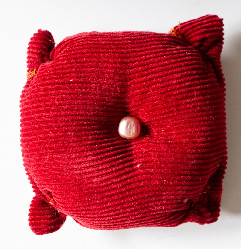 Vintage Style Scrap Pin Cushion With Button and Bead Detail, Artisan ...