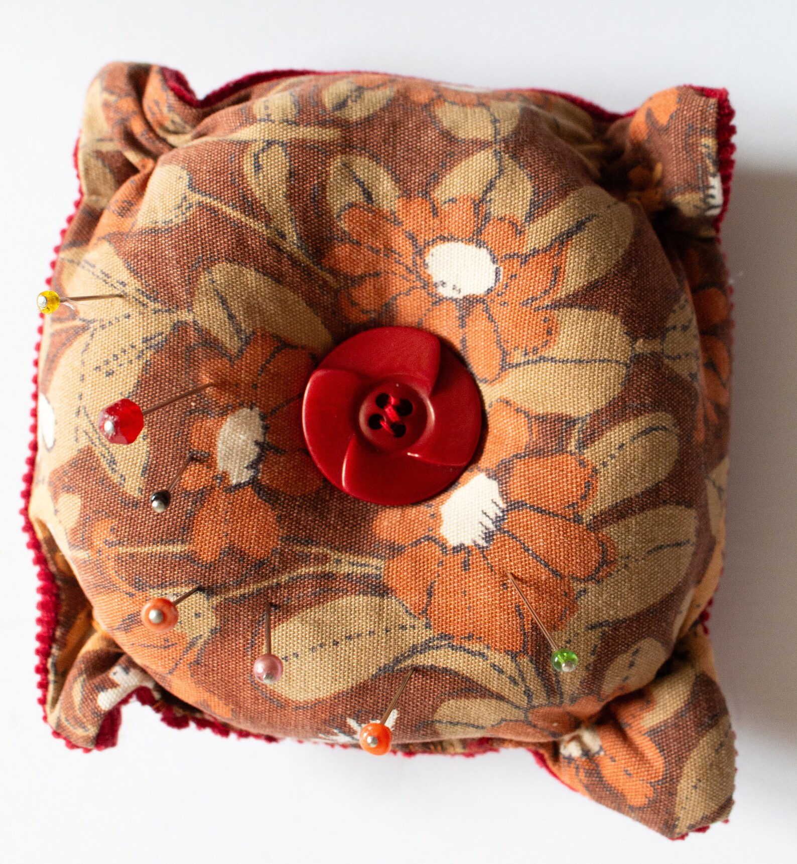 Vintage Style Scrap Pin Cushion With Button and Bead Detail, Artisan ...