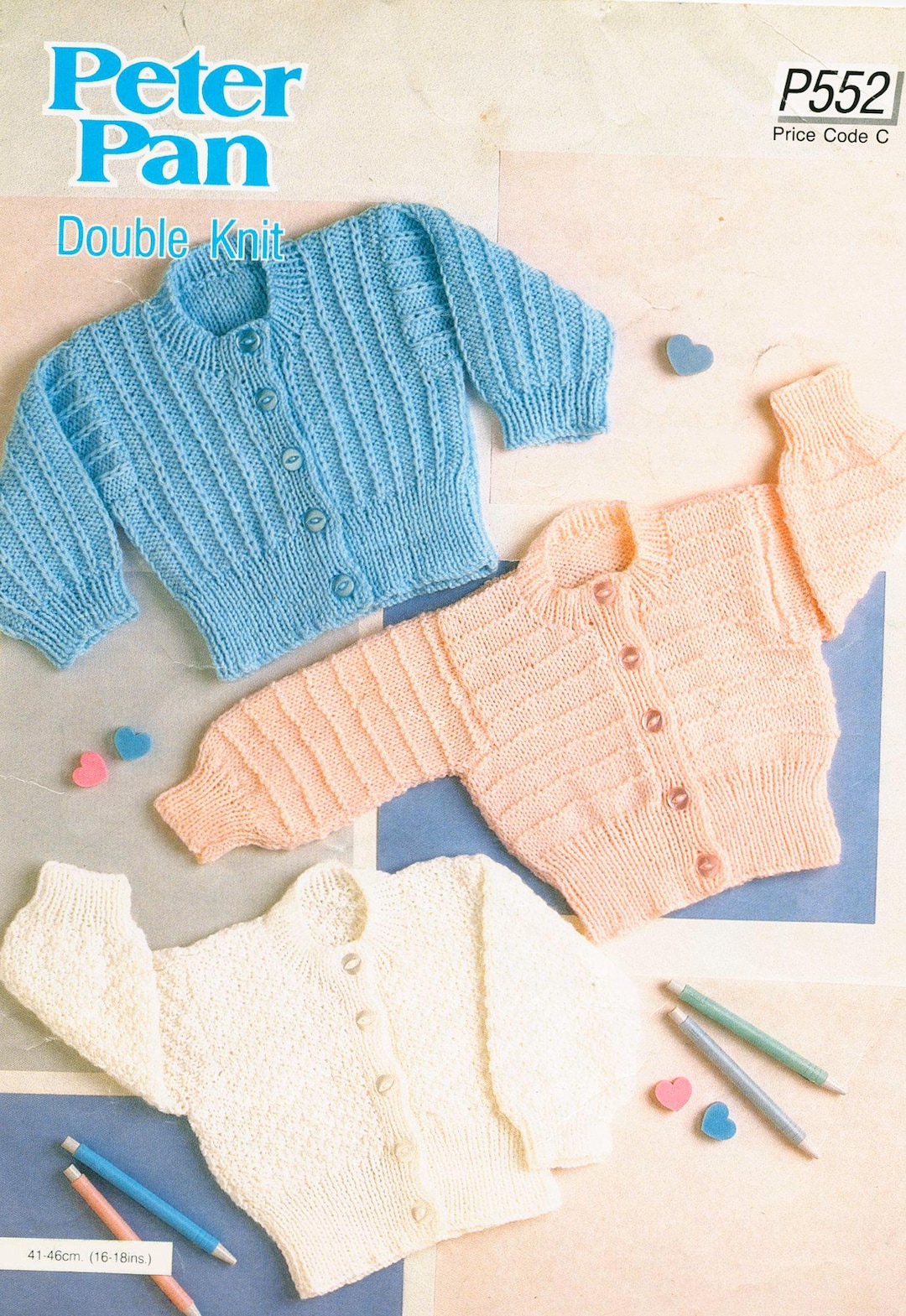 Vintage 'peter Pan Double Knit' Knitting Pattern Infant Cardigan ...