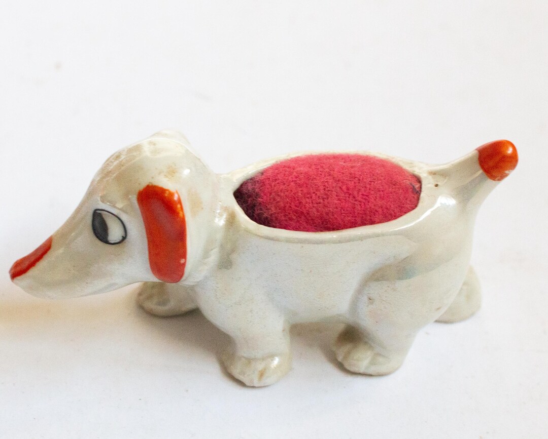 Vintage Ceramic Dog Pin Cushion, Vintage Sewing, Vintage Haberdashery ...
