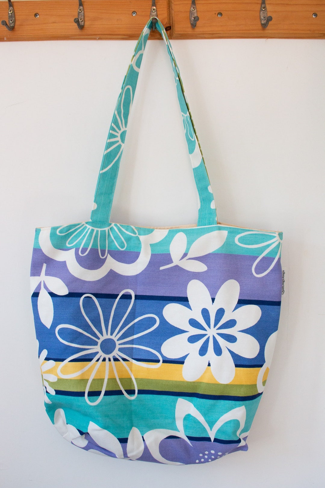 Flower Power Tote Bag, Shopping Bag, Supermarket Bag, Upcycled Bag ...