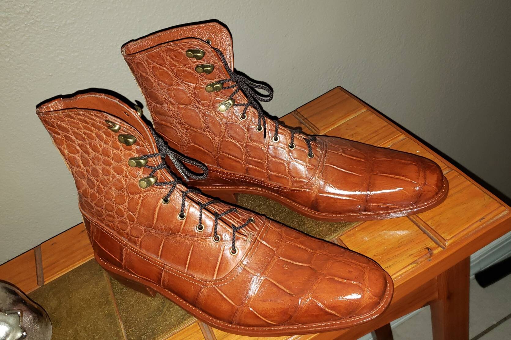 High Cut Dress Boots Made With Genuine Exotic American Alligator ...