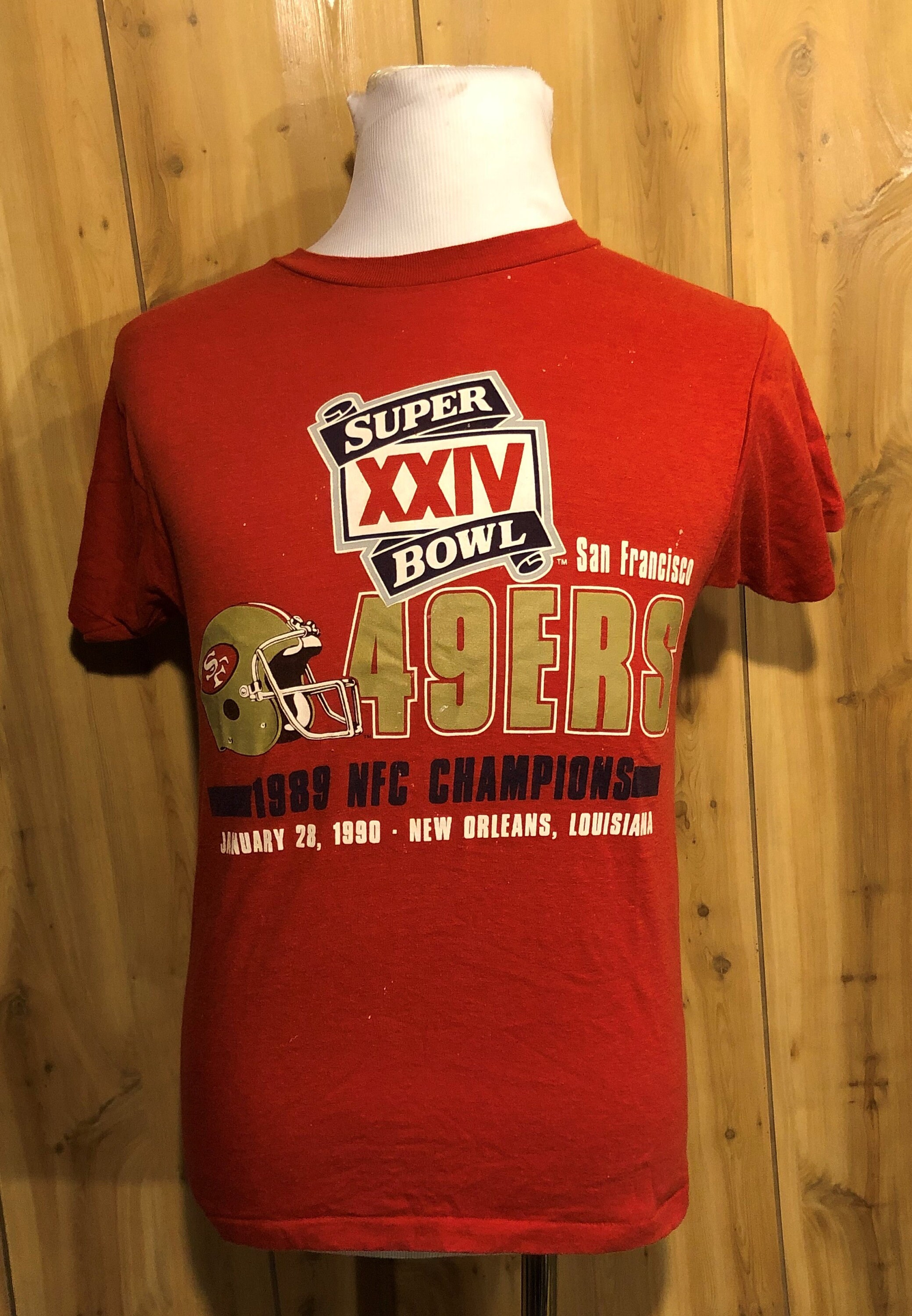 Vintage 90s San Francisco 49ers 1990 Super Bowl XXIV NFL Football Tee T ...