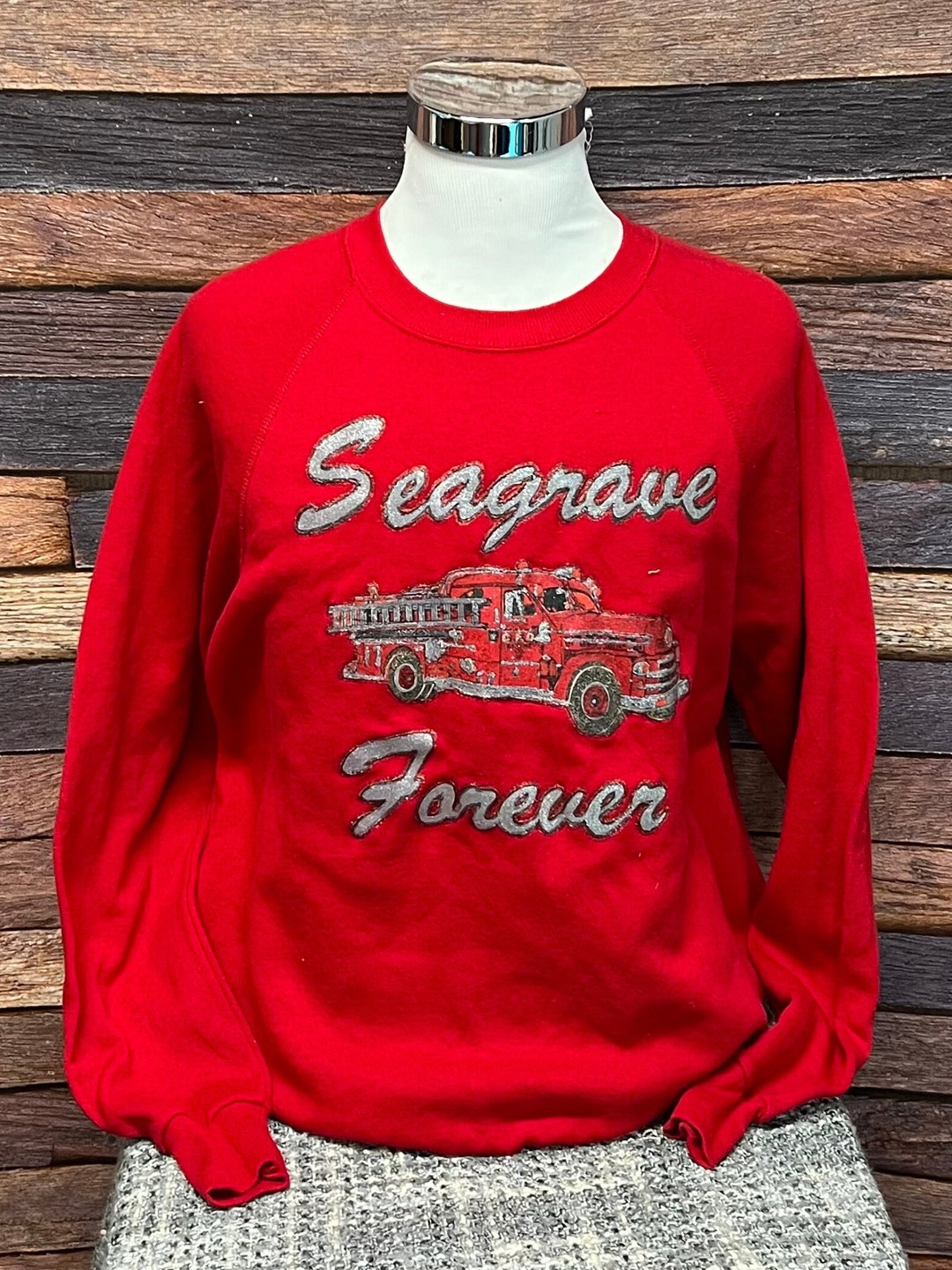Vintage Seagrave Forever Firemen 1990s Red Firefighter Crewneck ...