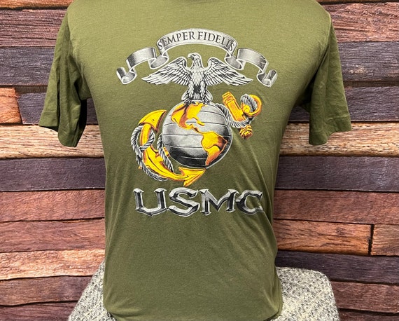 Vintage 1980s USMC Marine Corps Military Green Screen… - Gem