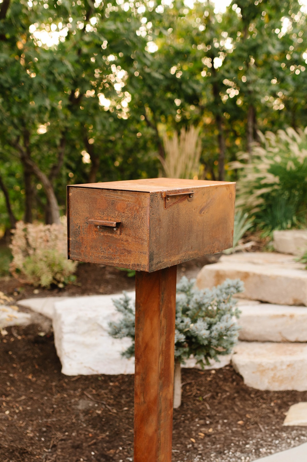 Large Corten Steel Mailbox: Mid-century Modern With Magnetic House ...