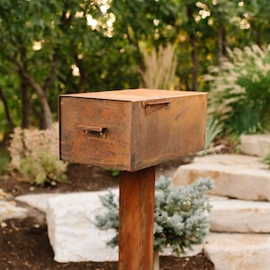 Large Corten Steel Mailbox: Mid-century Modern With Magnetic House ...