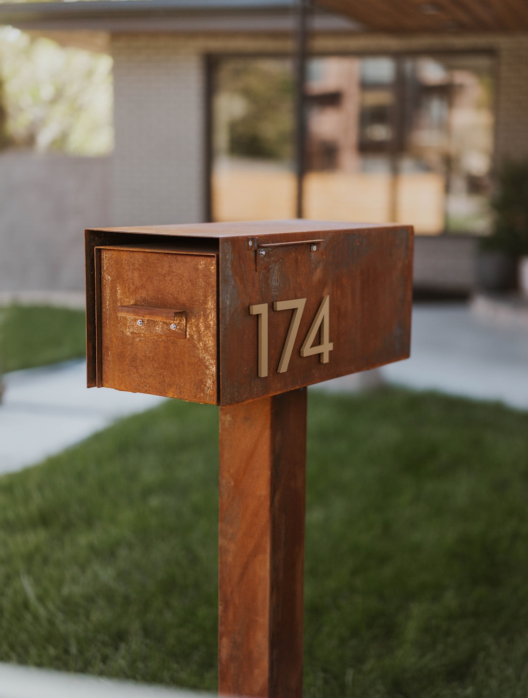 Corten Steel Malone Mailbox Post Mounted- Mid-century- Powder Coated ...