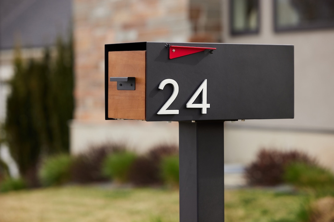 Pine Wood Malone Mailbox Post Mounted- Mid-century- Powder Coated ...