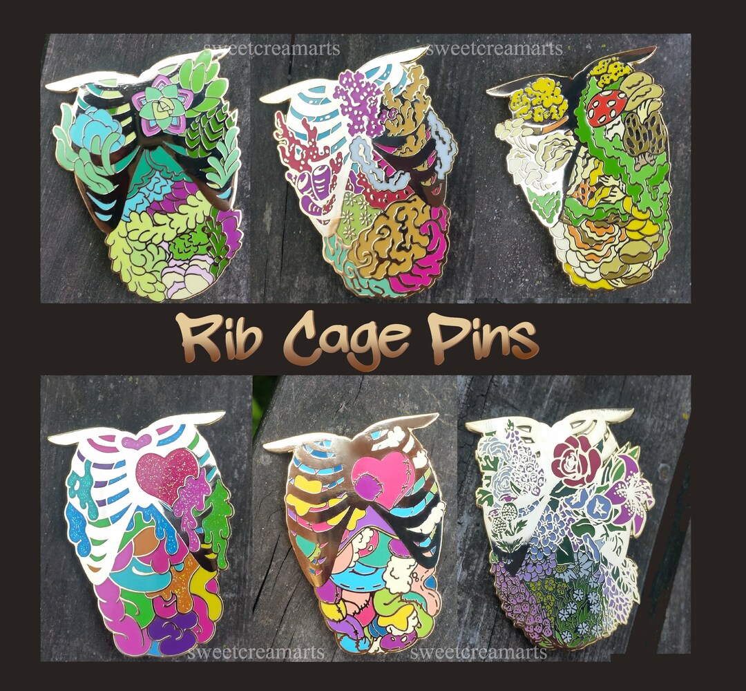 Rib Cage Enamel Pins - Etsy