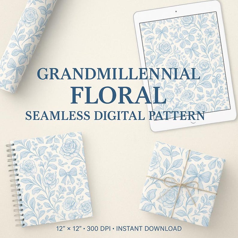 Seamless Grand Millenial Floral Pattern Instant Download - Etsy