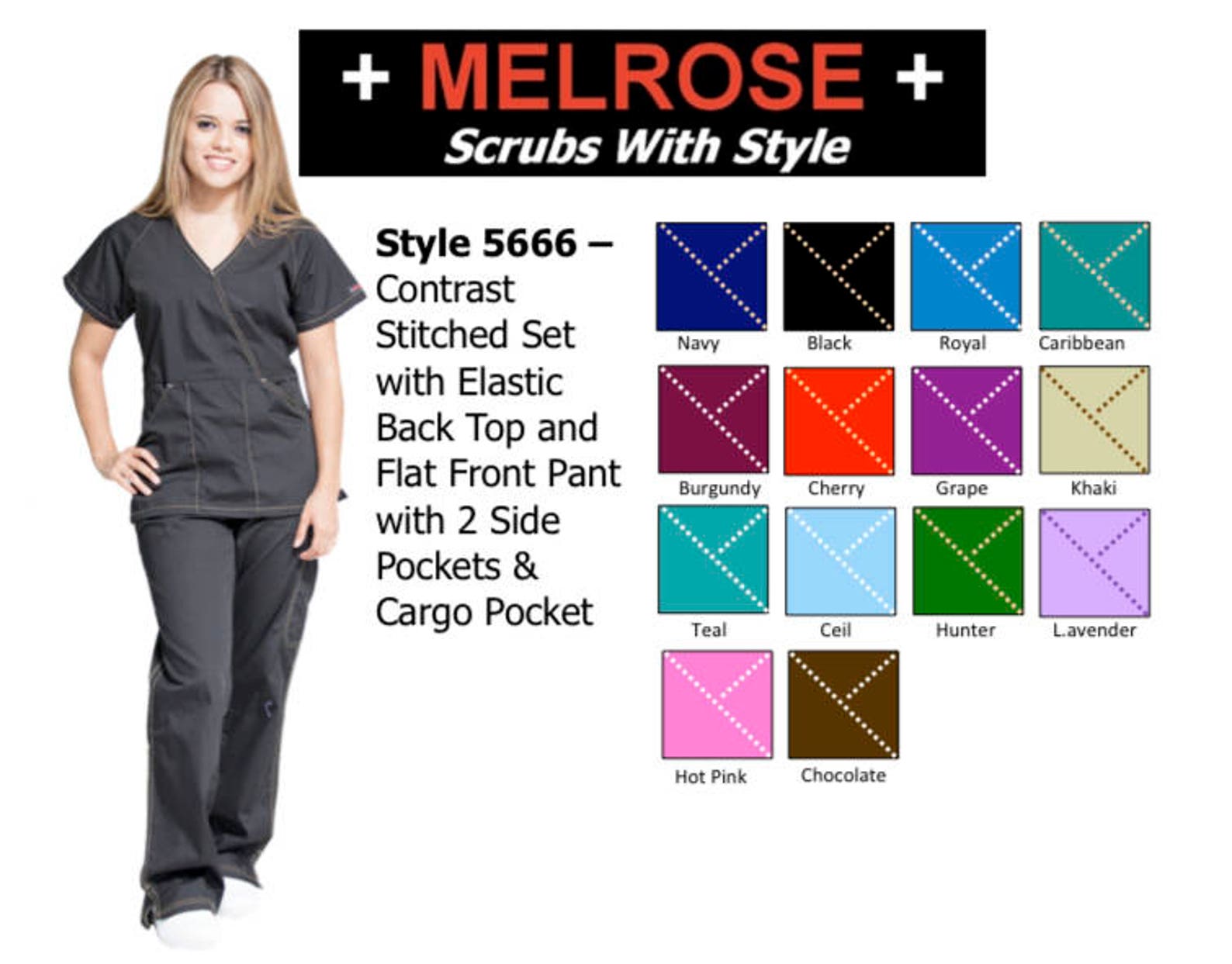 Contrast Stitch Scrub Set XS-3X Free US Shipping | Etsy