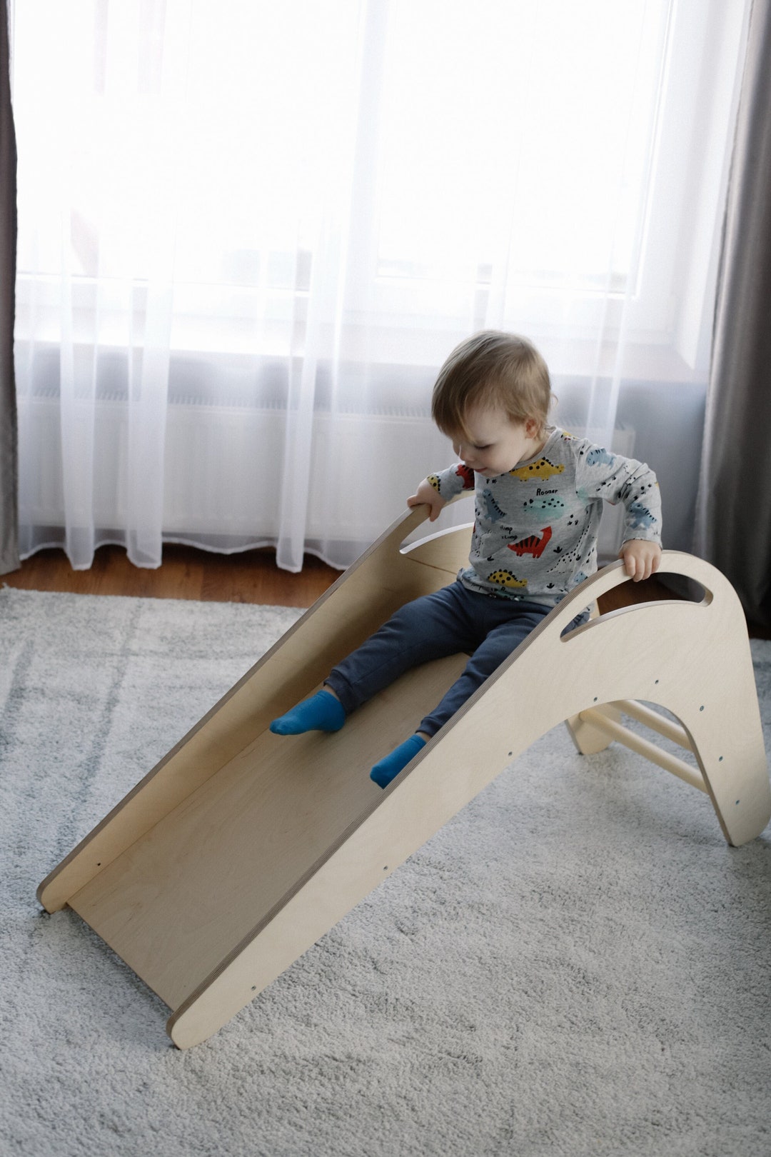 Wood Toddler Ramp, Baby Indoor Slide for Ball Pit, Montesory Furniture ...