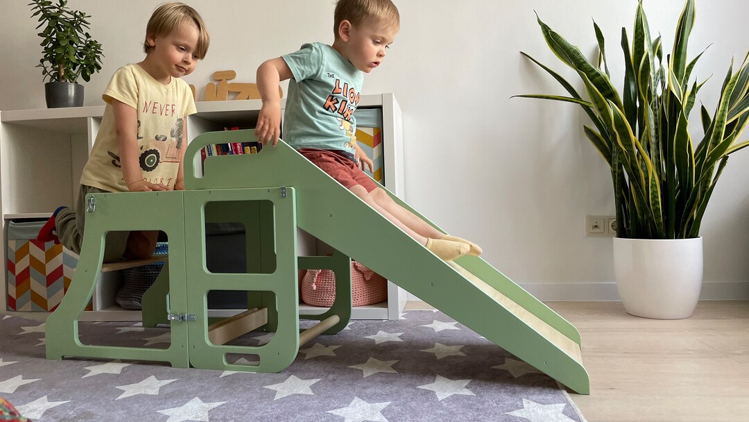 3-in-1 Kids Tower With Slide: Montessori Learning Step Stool - Etsy