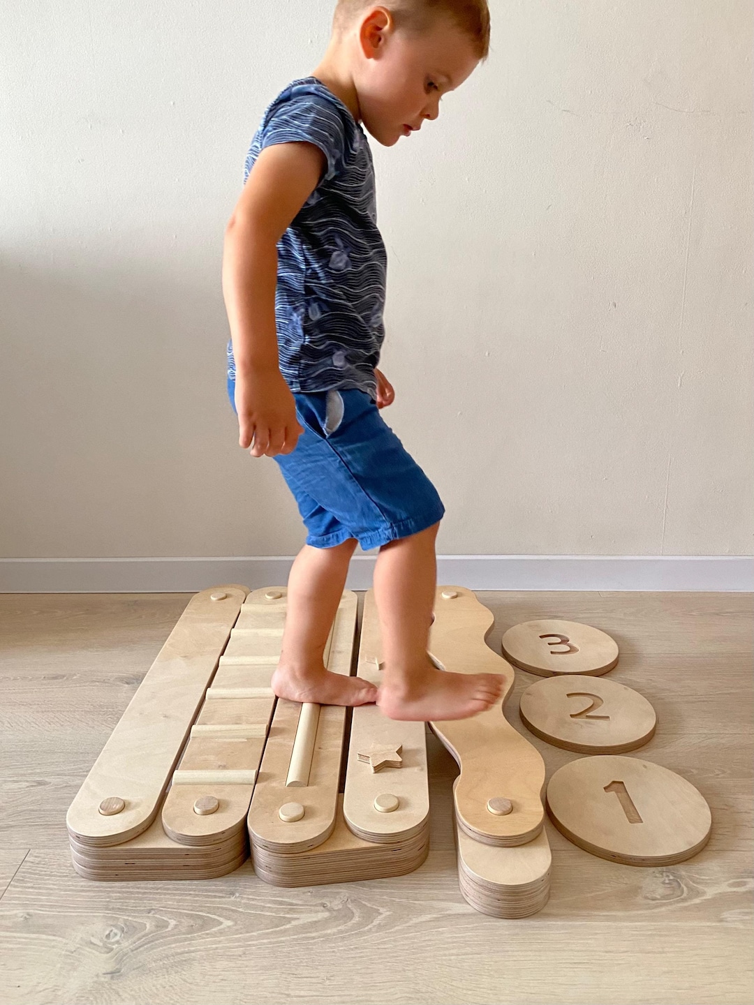 Balance Beam Board Set Wooden, Montessori Furniture for Kids, Double ...