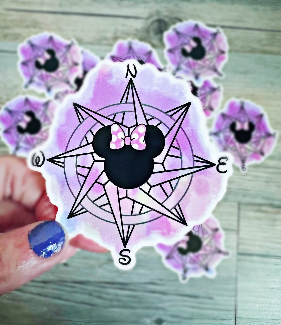 Minnie Watercolor Compass Rose Die Cut Sticker- Waterproof ...