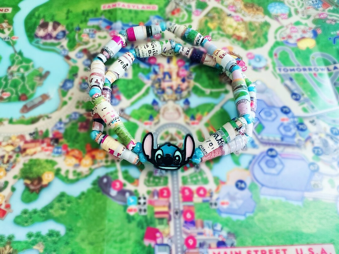 Stitch -upcycled Disney Map Bracelets; Lilo and Stitch, Stitch Bracelet ...