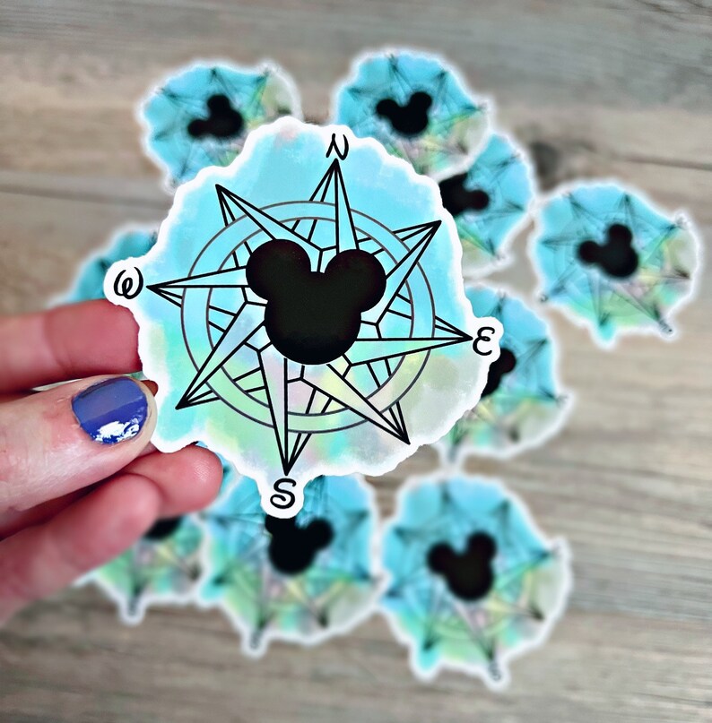 Mickey Watercolor Compass Rose Die Cut Sticker Waterproof & - Etsy