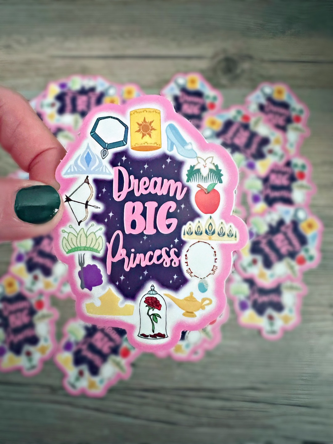 Dream Big Princess Die Cut Stickers - Waterproof & Weatherproof- Disney ...
